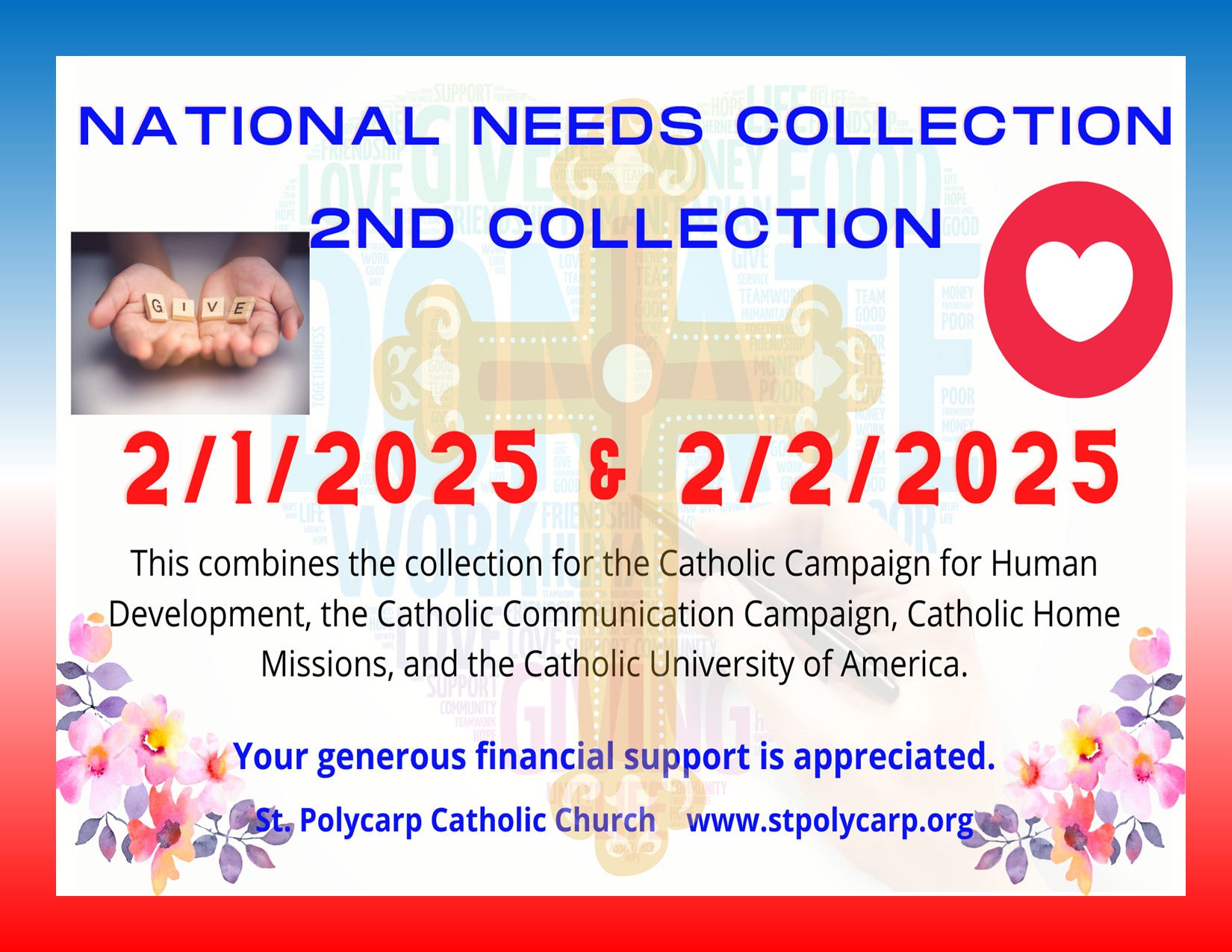 The National Needs Collection, 2/1 & 2/2/2025 - Saint Polycarp Catholic ...