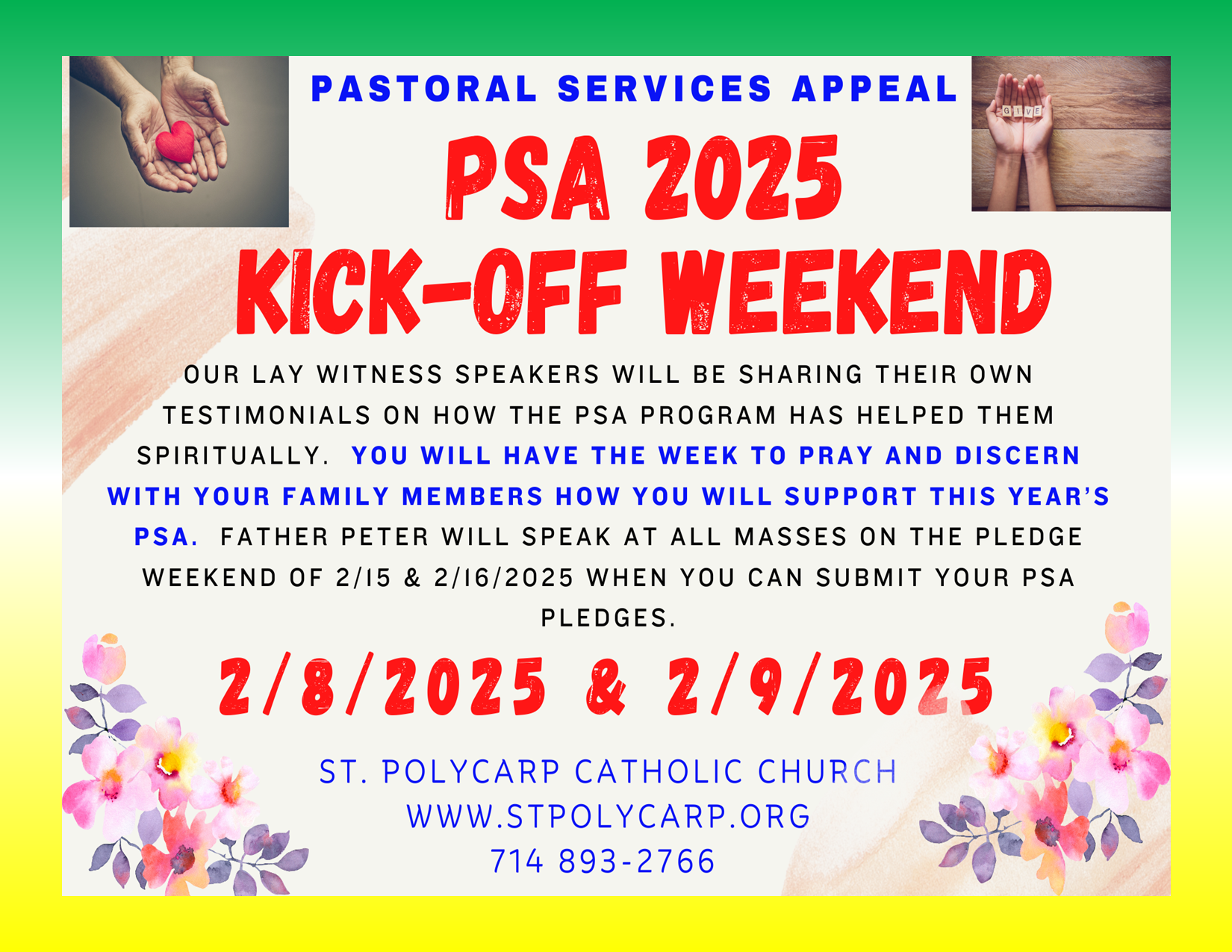 The 2025 PSA Kick-Off weekend, - Saint Polycarp Catholic Church