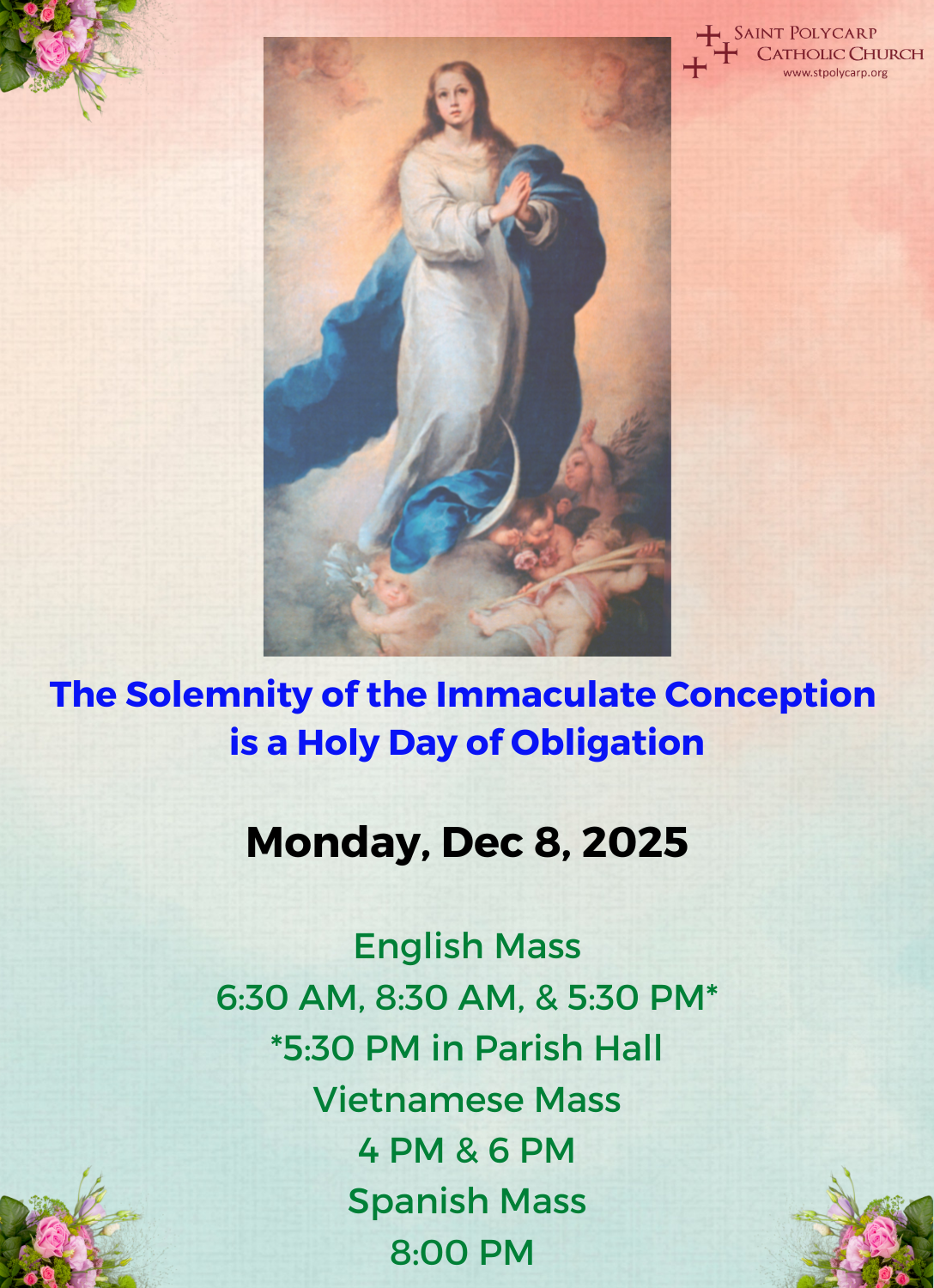 Solemnity of the Immaculate Conception - December 8, 2025 - Saint ...